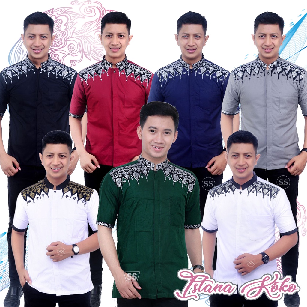 Jual Koko Alibaba Pendek KOMBINASI KOKO LIST SILVER PAGER PUNDAK ...