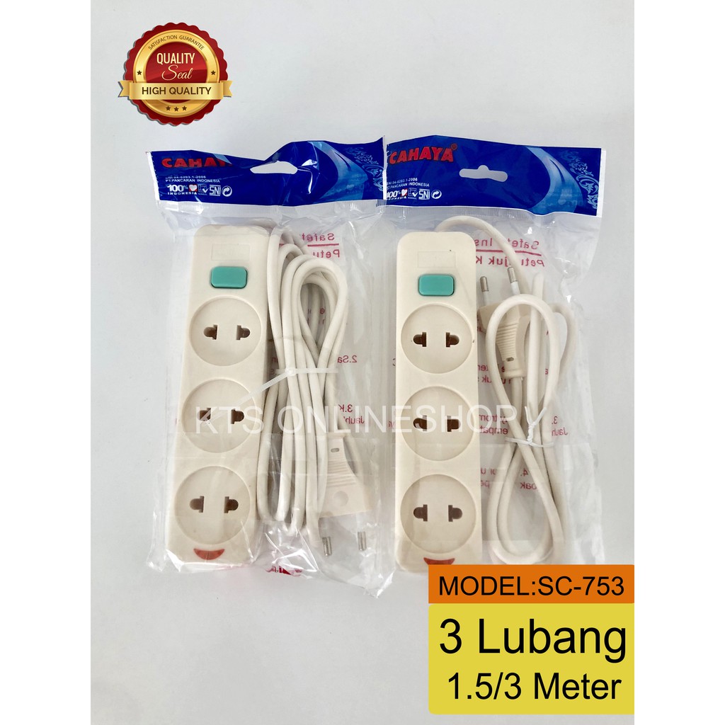 Jual Colokan listrik 3 lubang 1.5/3meter SNI STOP KONTAK merk CAHAYA SC ...