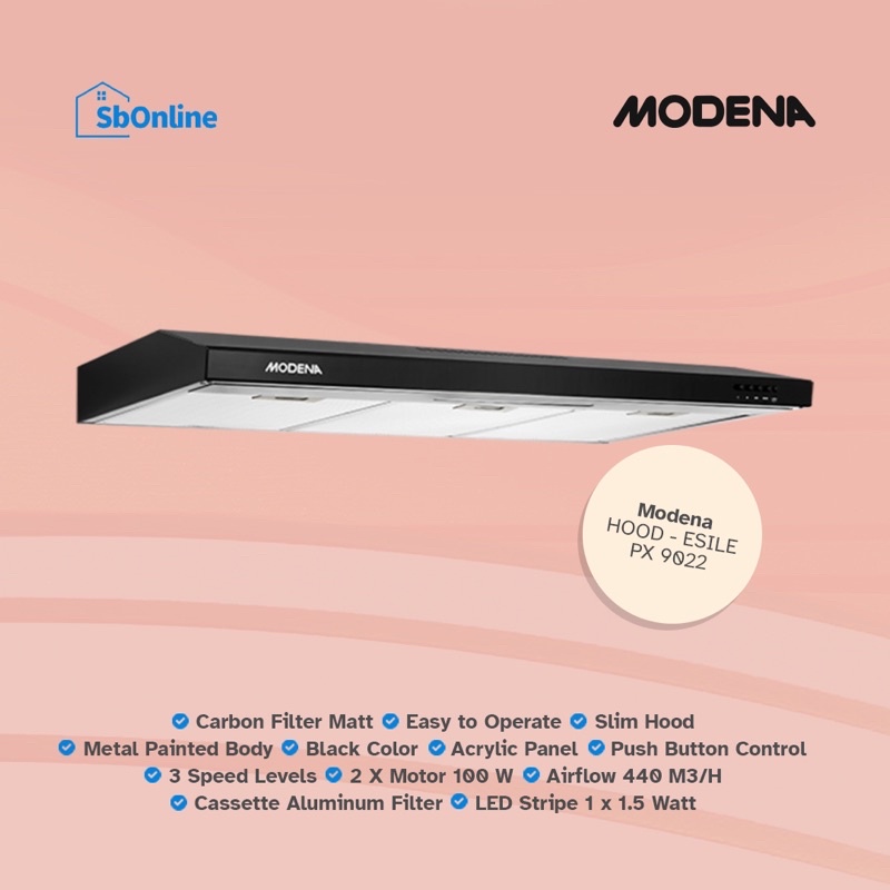Jual Slim Cooker Hood Modena PX 9022 Slim Hood 90 cm Garansi Resmi ...