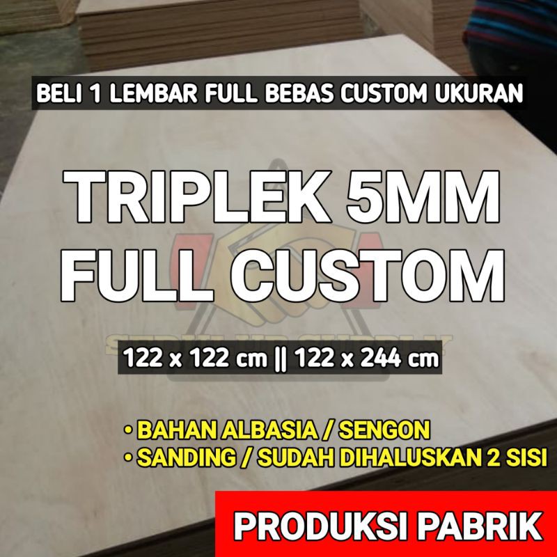 Jual PAPAN KAYU TRIPLEK / MULTIPLEK 5MM ALBASIA UTY FULL CUSTOM ...