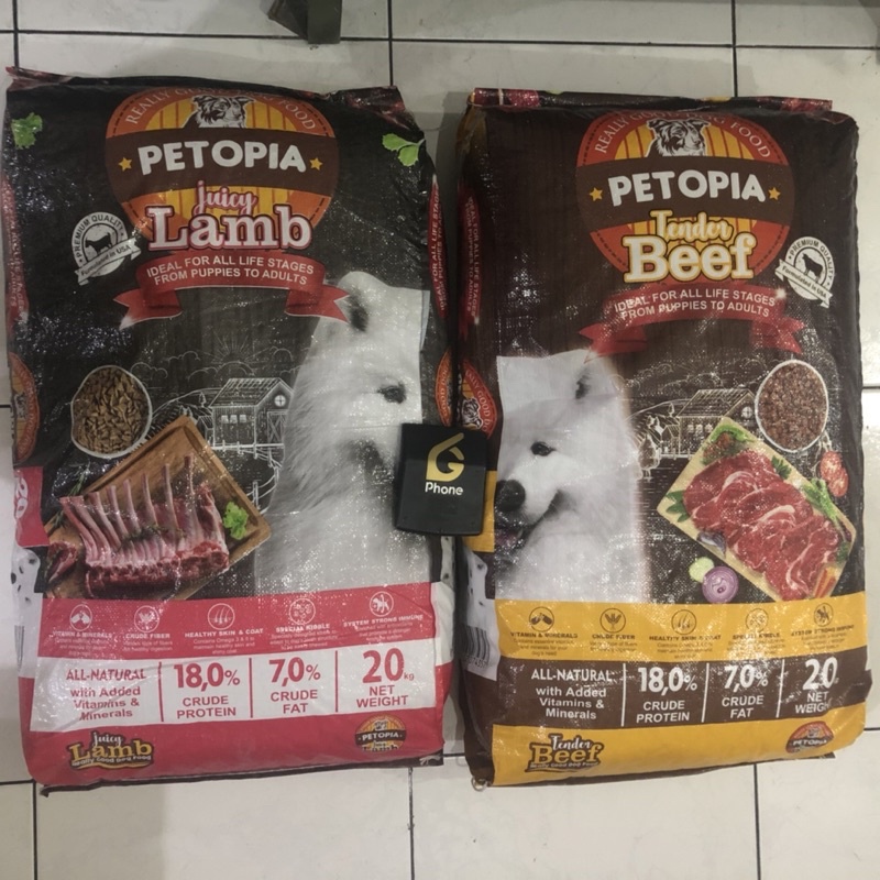 Jual Petopia Dog Food 20kg Tender Beef / Juicy Lamb-Makanan Kering ...