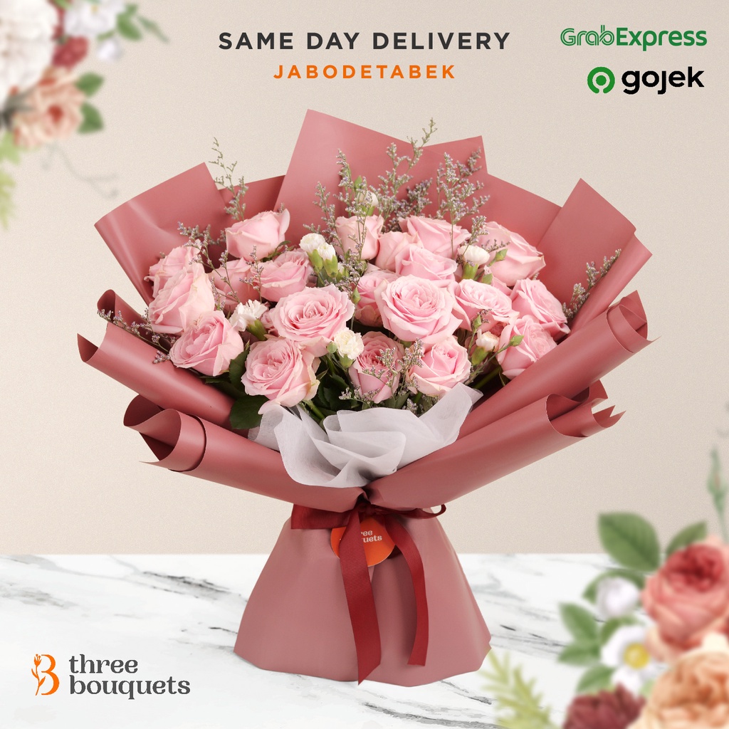 Jual Three Bouquets Anne Buket Bunga Segar / Hand Bouquet Fresh Flowers ...