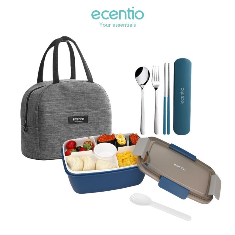 Jual ECENTIO LUNCH BOX SET 2L DAN TAS TEMPAT BEKAL DOUBLE LAYER FREE ...