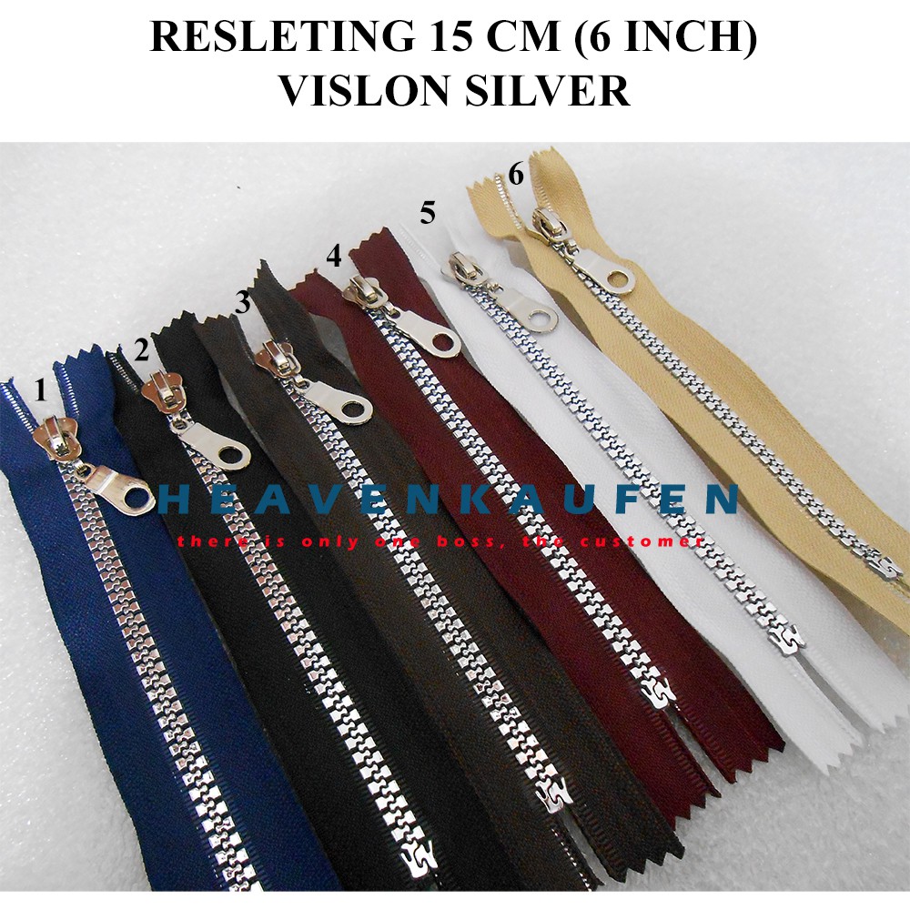 Jual Resleting Zipper Sleting Retsleting 15 cm (6 inch) Vislon Silver ...