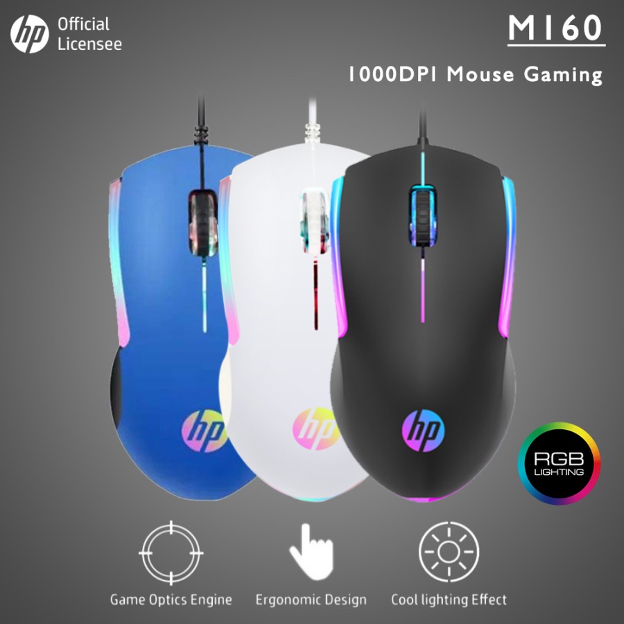 Jual Mouse Gaming HP M160 1000 DPI RGB USB Wired Original | Shopee Indonesia