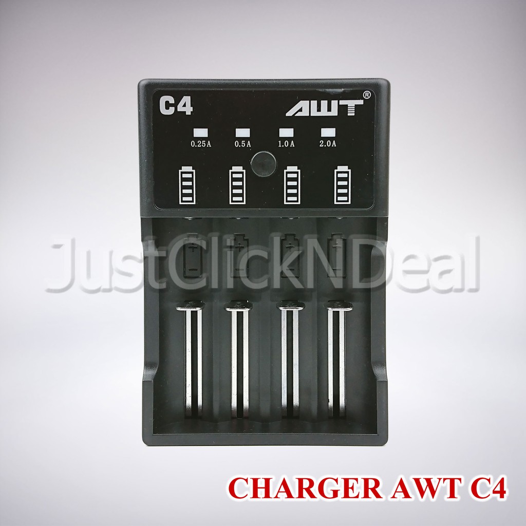 Jual Authentic Charger AWT C4 2A 4 Slot Fast Charging Baterai 18650 ...