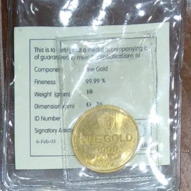Jual Logam Mulia Emas Antam 10 gram Press Certieye & Retro Portrait ...