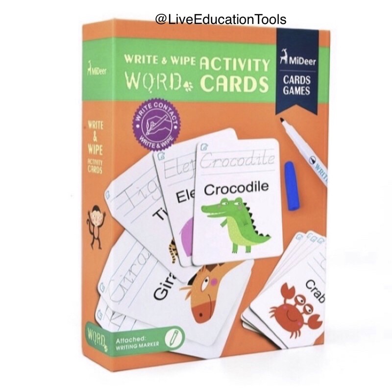 Jual MIDEER WRITE & WIPE ACTIVITY CARDS “ABC / 123 / WORD / 1+2=3 ...