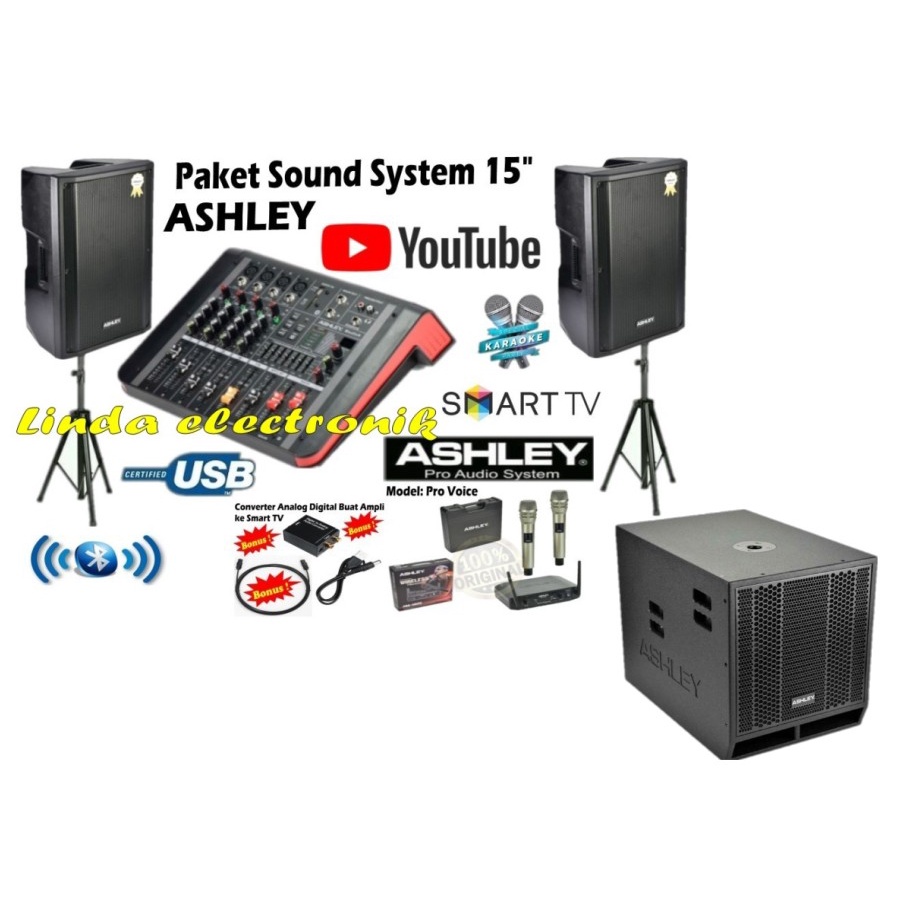 Jual paket sound system ashley ym400p ashley studio 4 15 inch SUB ...