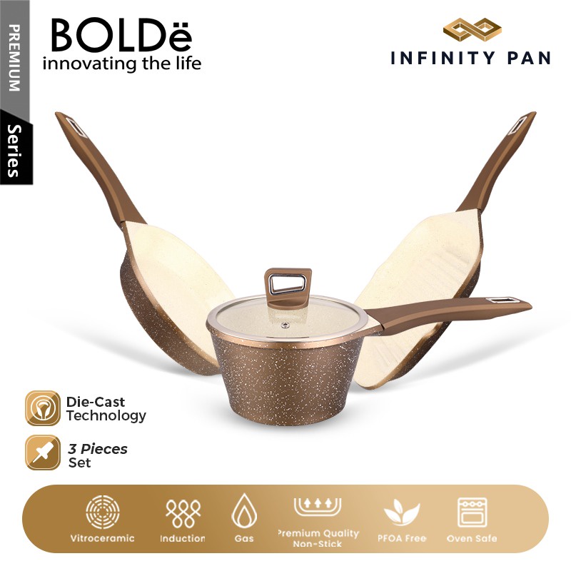 Jual BOLDe Peralatan Masak / Cookware Infinity Beige Brown Set 3 Pcs ...