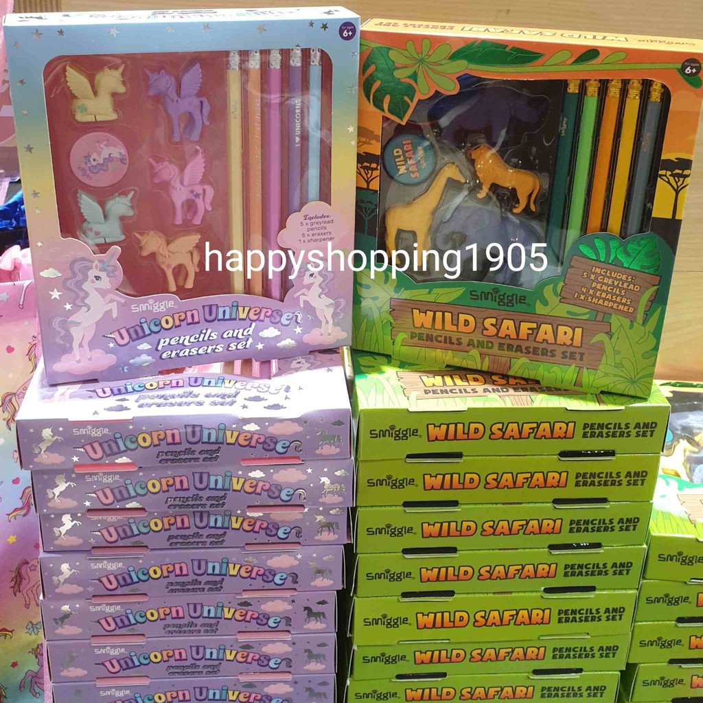 Jual Smiggle Pencils And Erasers Box Set - Smiggle Safari Unicorn ...