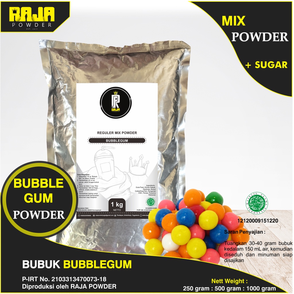 Jual Bubuk Bubblegum Bubuk Minuman Permen Karet Powder 1 kg / 1000 gram ...
