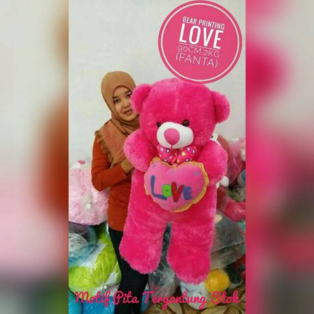 Jual Boneka Bear Printing Love | Shopee Indonesia