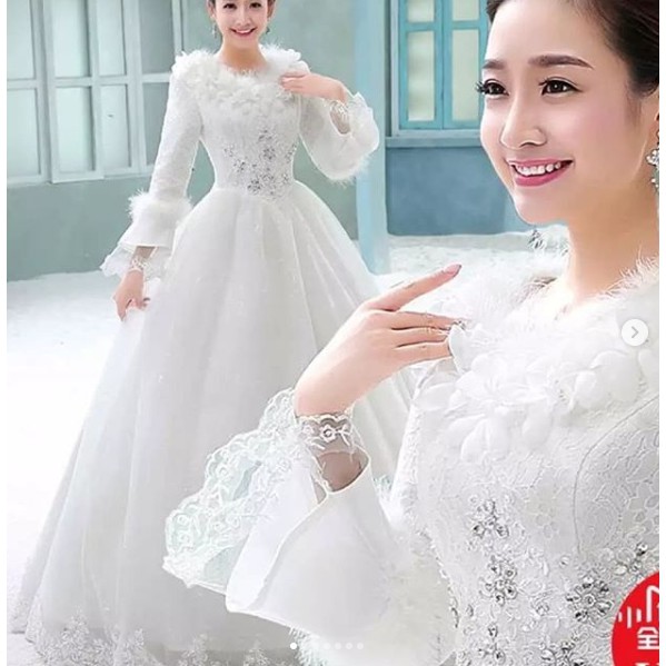 Jual gaun wedding lengan panjang/ gaun pengantin | Shopee Indonesia