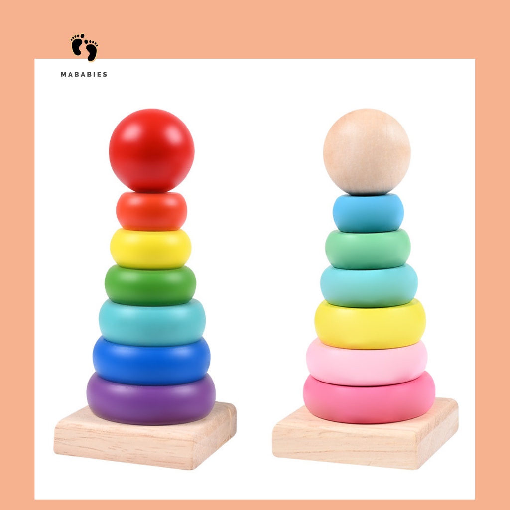 Jual Mainan Edukasi Anak Ring Donut Susun Wooden Stacking Tower ...