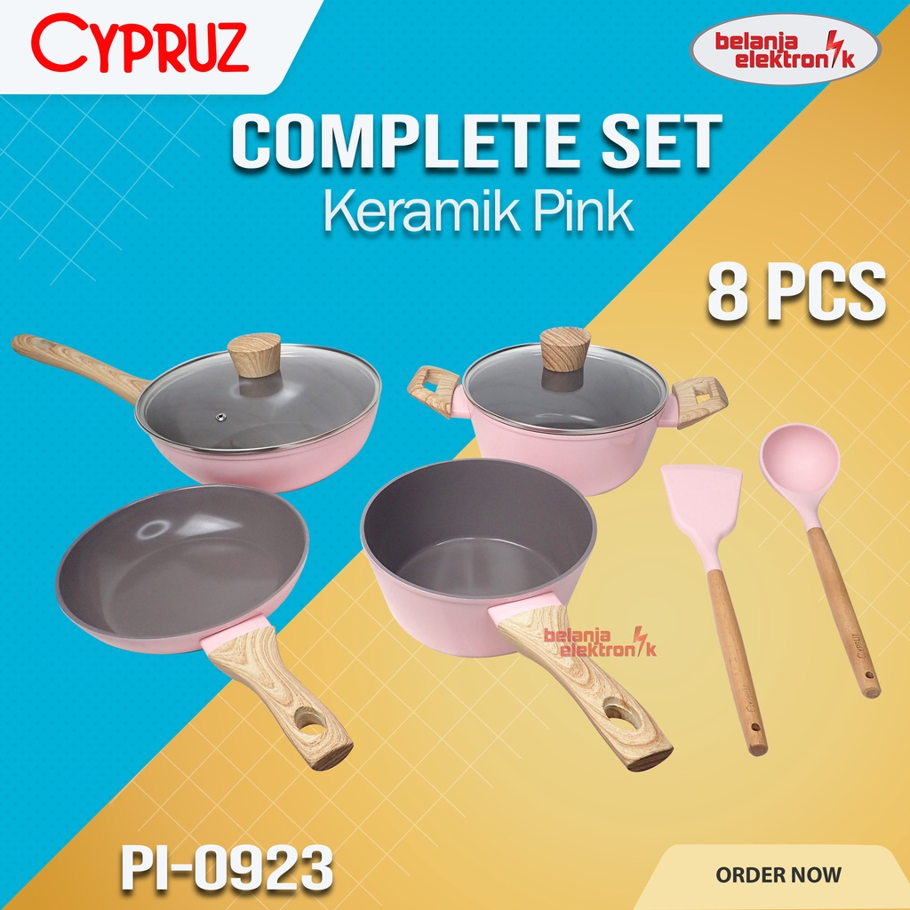 Jual CYPRUZ PI-0923 PAKET PANCI KERAMIK PINK COMPLETE SET 8 PCS ...