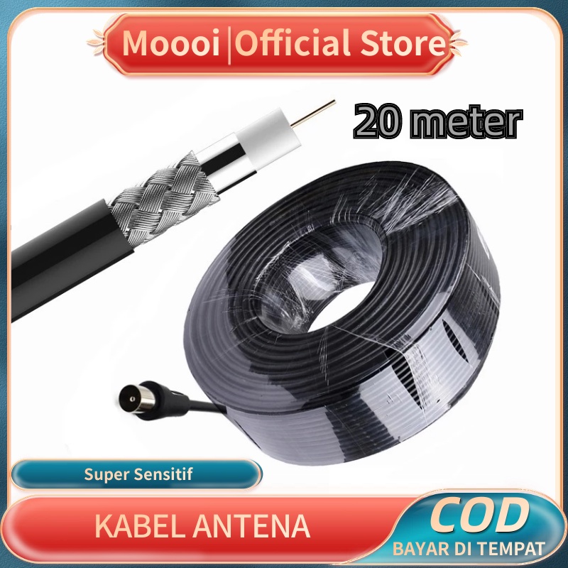 Jual MOOOI KABEL ANTENA SHINHWA + JACK TV PATEN 5C RG6 HITAM 20 METER | Shopee Indonesia