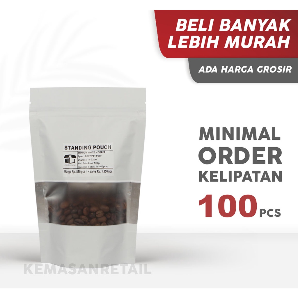 Jual Kemasan Standing Pouch Window Putih Doff 14x22 cm - Plastik ...