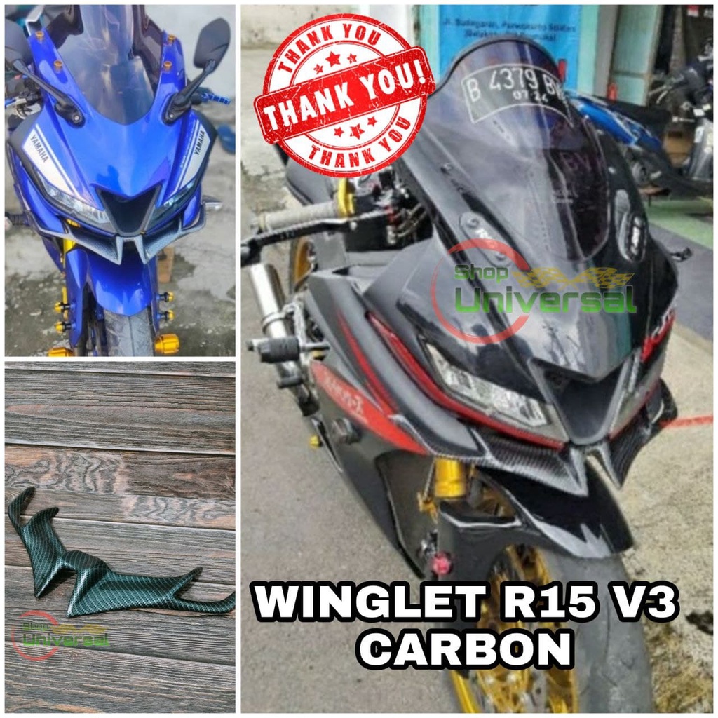Jual WINGLET R15 V3 CARBON WINGLET YAMAHA R15 LED V3 MODEL PANJANG ...