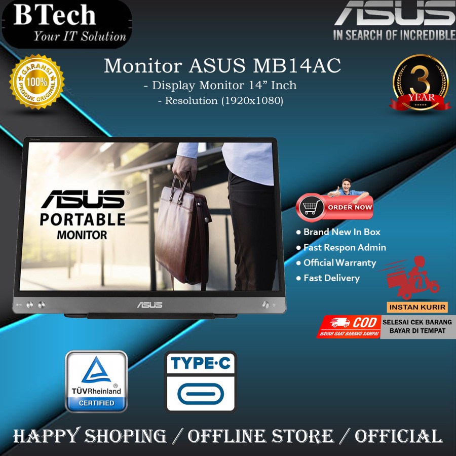 Jual Monitor ASUS ZenScreen MB14AC 14" Inch Full HD | Shopee Indonesia
