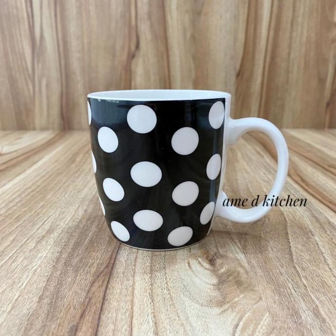 Jual Produk Terbaik] Mug bijian keramik polkadot hitam putih | Shopee ...