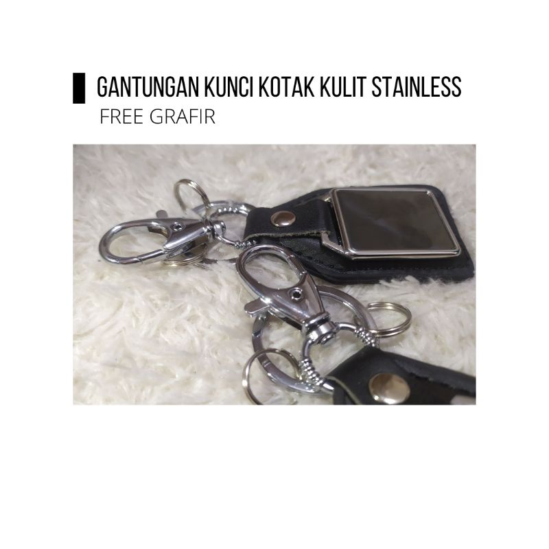 Jual GANTUNGAN KUNCI KOTAK KULIT STAINLESS CUSTOM GRAFIR LOGO ATAU NAMA ...