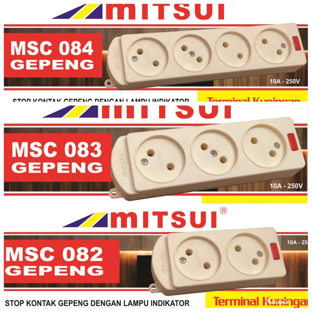 Jual Terminal Stop Kontak Kuningan GEPENG Lubang 2 3 4 + Lampu Indikator MITSUI MSC 082 / MSC ...