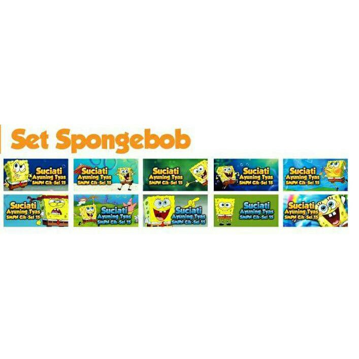 Jual Stiker Label Nama Waterproof Spongebob (Set) | Shopee Indonesia