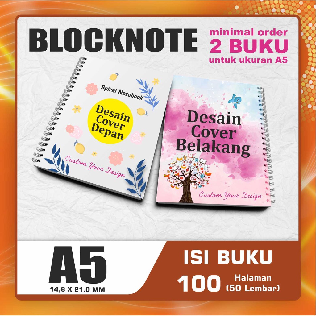Jual Notes A5 Custom / Notebook A5 / Notes A5 Spiral - Isi 50 lembar ...