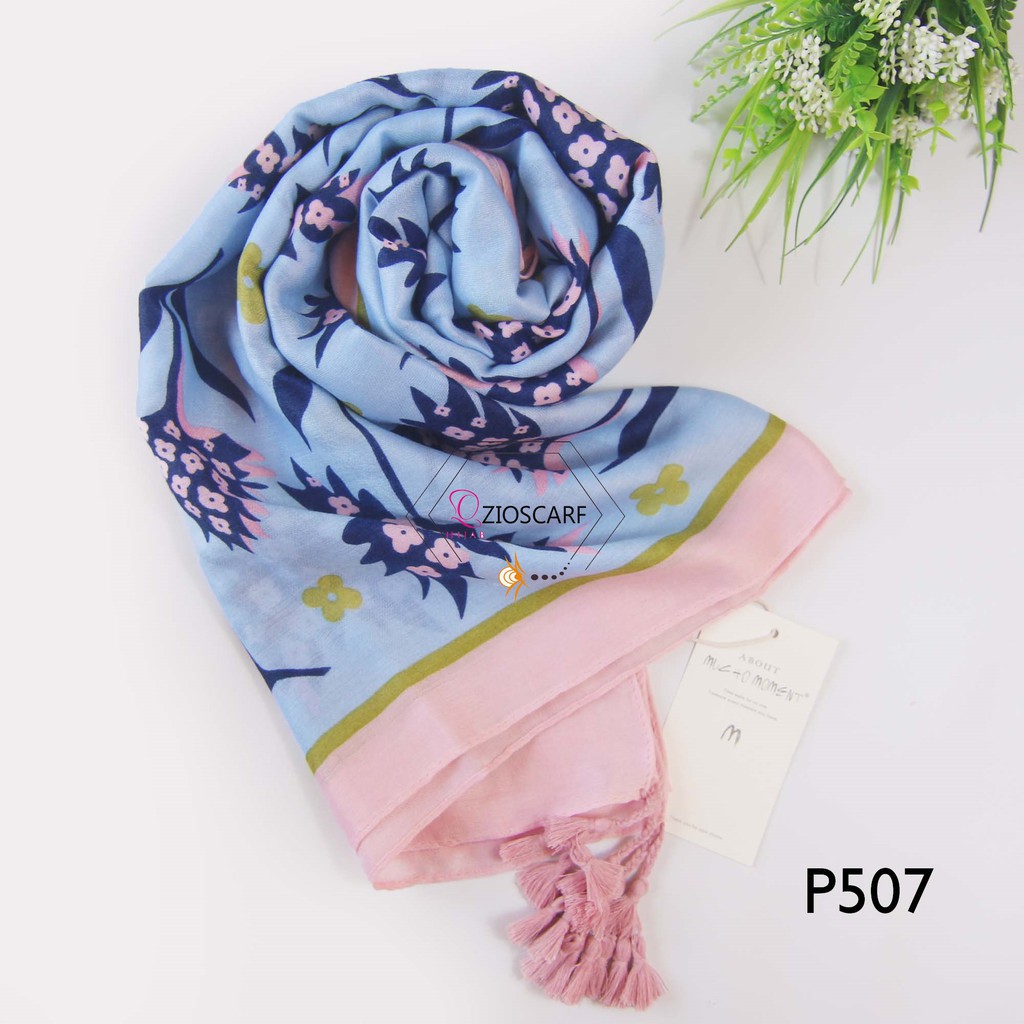 Jual Pashmina Premium Import Motif Bunga P507 ZIOSCARF wanita hijab motif | Shopee Indonesia