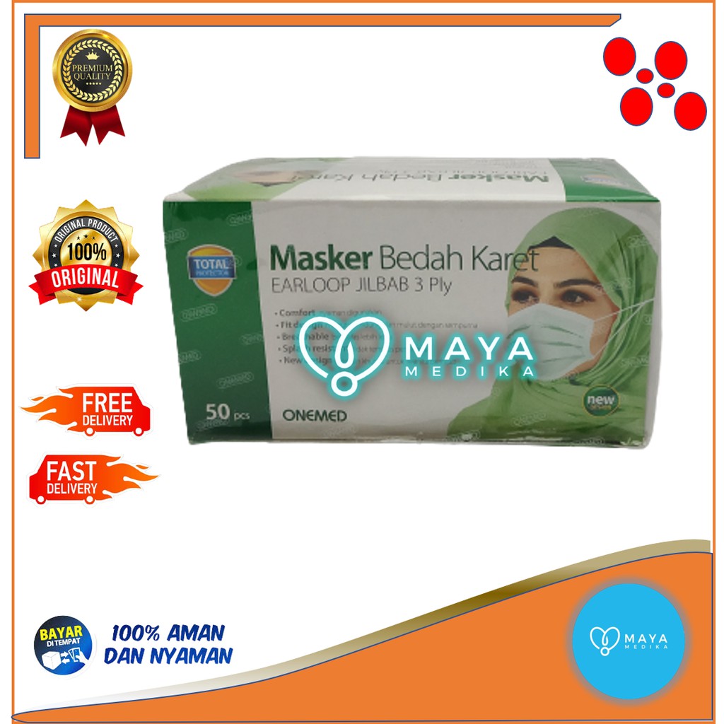 Jual Masker 3 Ply Hijab Hijau - One Med | Shopee Indonesia