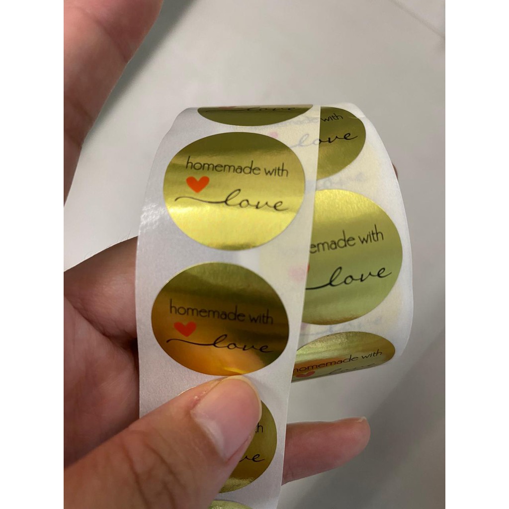 Jual Stiker Label Sticker Gold Emas Handemade with Love segel seal ...