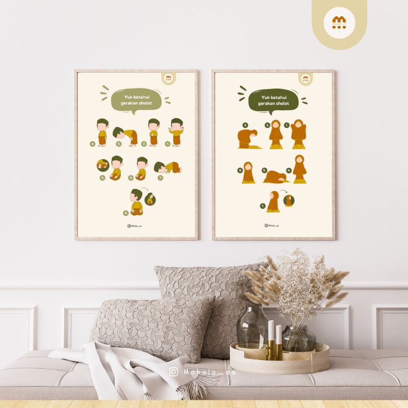 Jual poster anak, poster gerakan sholat, poster anak muslim aesthetic ...