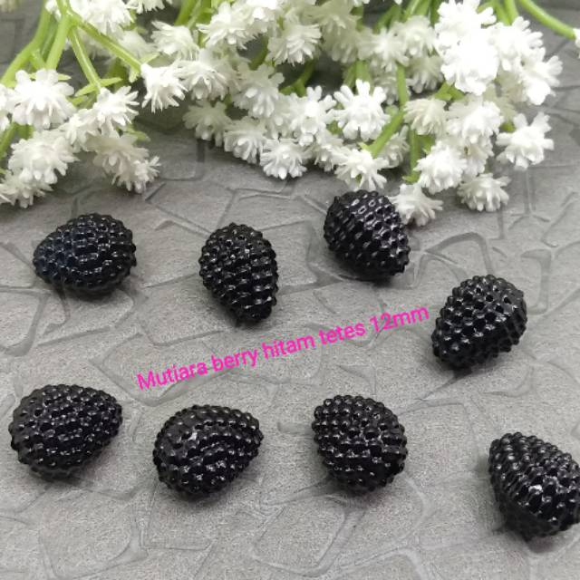 Jual (20grm) Mutiara berry hitam tetes 12mm.mutiara oval | Shopee Indonesia