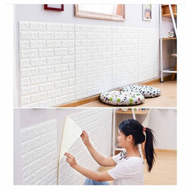 Jual Wallpaper Foam 3D motif Bata Putih 70*77 1 Lembar (200g) | Shopee ...