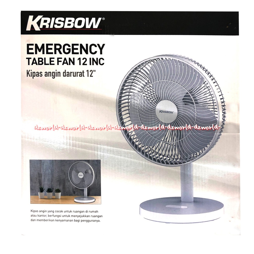 Jual Krisbow Emergency Table Fan 12inch White Kipas Angin Meja Mini ...