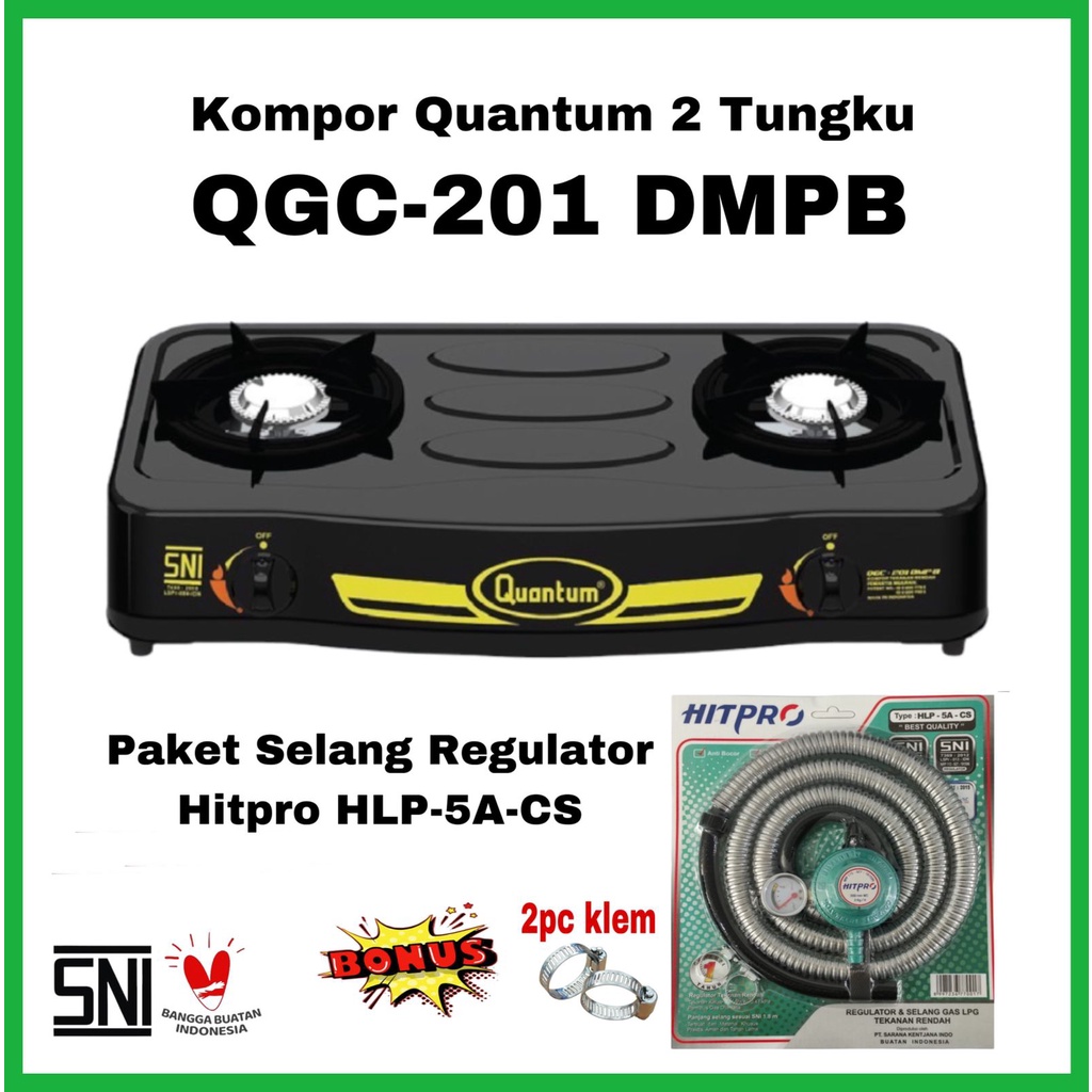 Jual Paket Kompor Gas Quantum 2 Tungku QGC-201 DMPB FREE Regulator ...