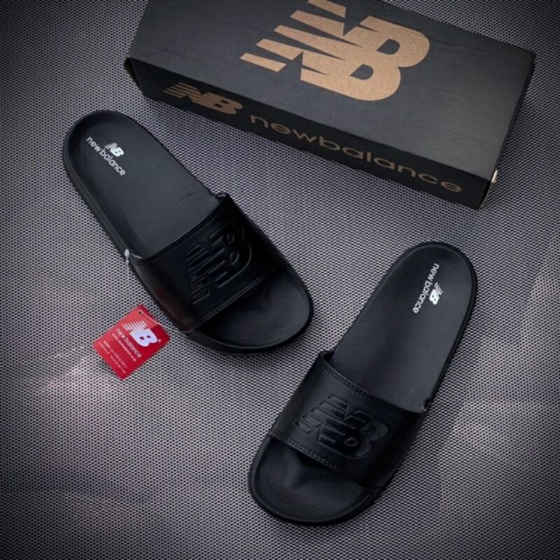 Jual Sandal Slop Pria Logo NB Hitam Origianl Murah | Shopee Indonesia