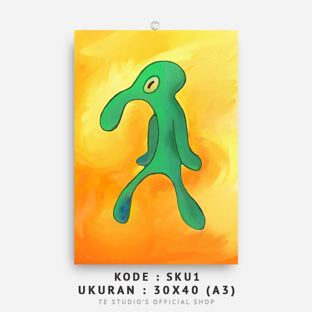 Jual Poster Lukisan Squidward Ukuran Besar A3 30x40cm Hiasan Dinding ...