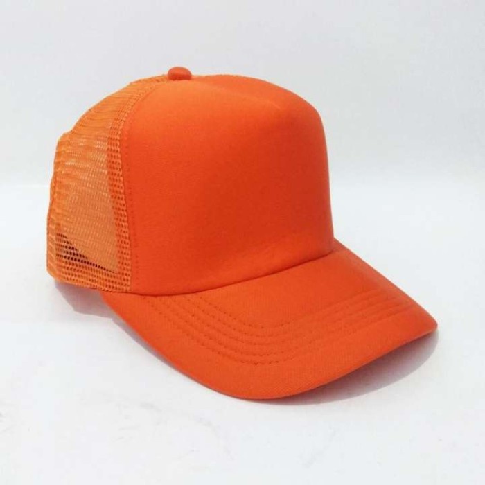 Jual BEST PROMO Topi Trucker Distro Jaring Polos Warna Full Oren ...