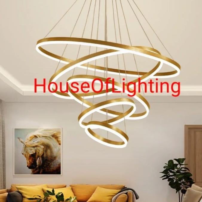 Jual Lampu Gantung Hias Void Ring Minimalis Modern Led Gold 100 Cm | Shopee Indonesia