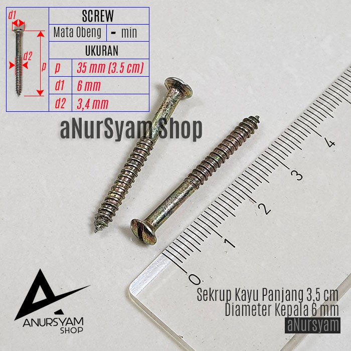 Jual Sekrup Kayu 3.5 cm / Sekrup 6 x 3.5 cm Isi 24 pcs / Sekrup Kayu ...