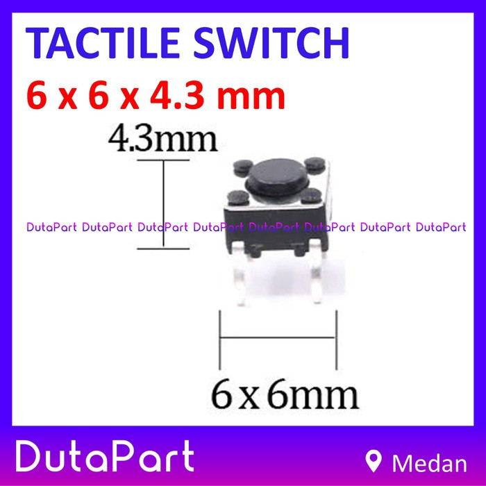 Jual Tactile Switch Push Button 6x6x4.3 mm 6x6 x 4.3mm PCB Mount Mini ...