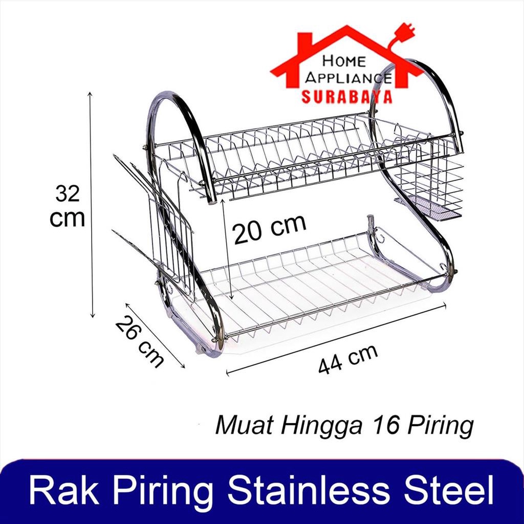 Jual Rak Piring Stainless Steel Susun Tingkat 2 JUMBO Muat 16 Piring ...