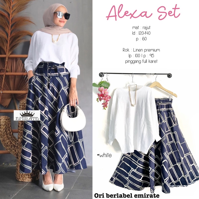 Jual Setelan Rok Payung Alexa Set Kombinasi Rajut Model Atasan Bitewing ...