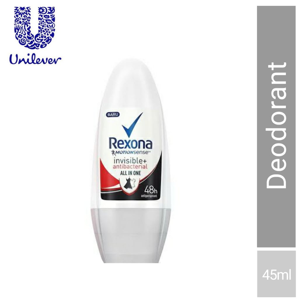 Jual Rexona Women Deodorant Roll On Invisible + Antibacterial All in One - Anti Bakteri 45ml ...