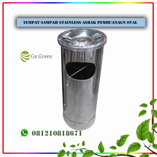 Jual Tempat sampah stainless steel bulat asbak pembuangan oval ...