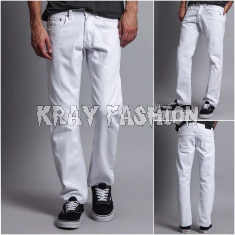 Jual BIG SIZE UKURAN JUMBO CELANA JEANS PUTIH PRIA REGULER JEANS DENIM ...