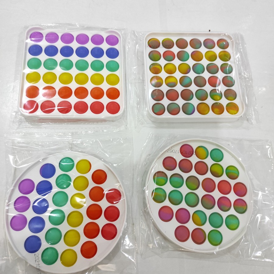 Jual Termurah Pop it rainbow putih Kotak / bulat bahan plastik popit ...