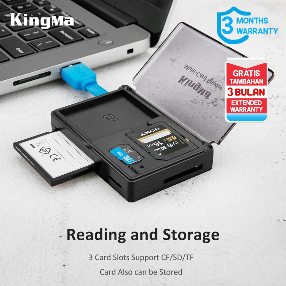 Jual KINGMA Card Reader 3in1 TF / SD / CF / MMC Storage with USB 3.0 ...
